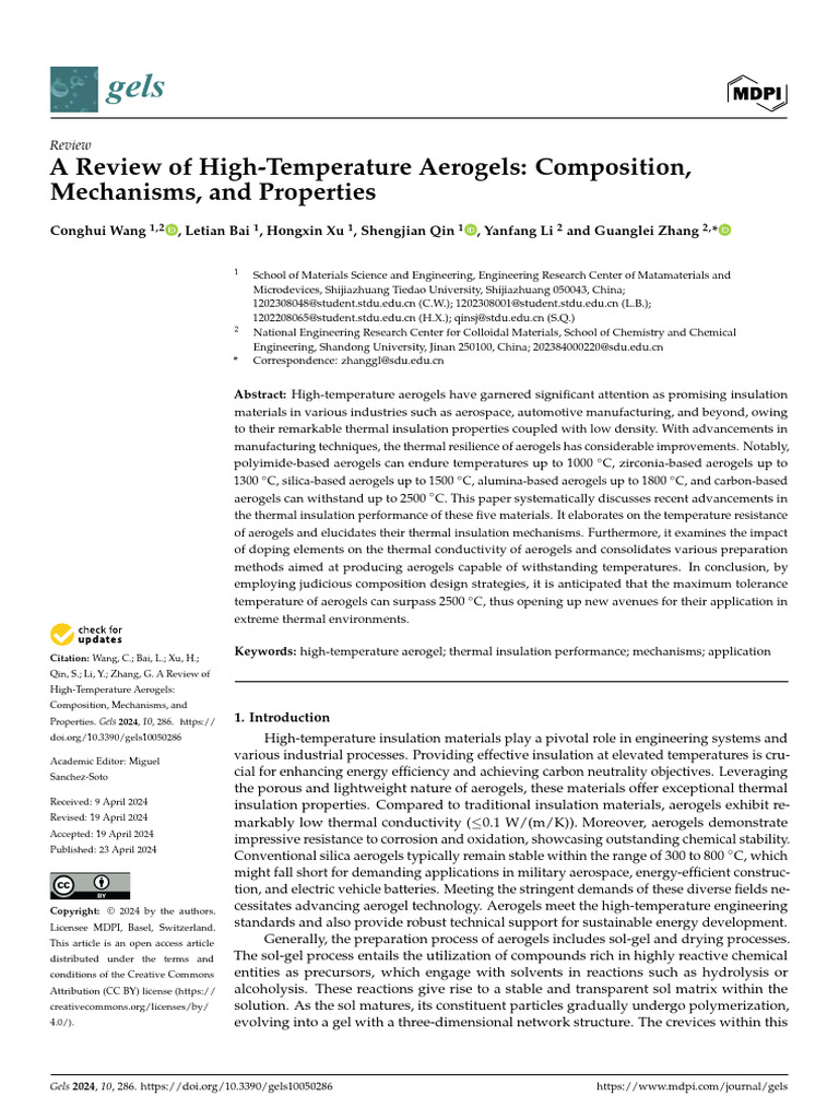 A Review of High-Temperature Aerogels Composition | PDF | Silicon ...