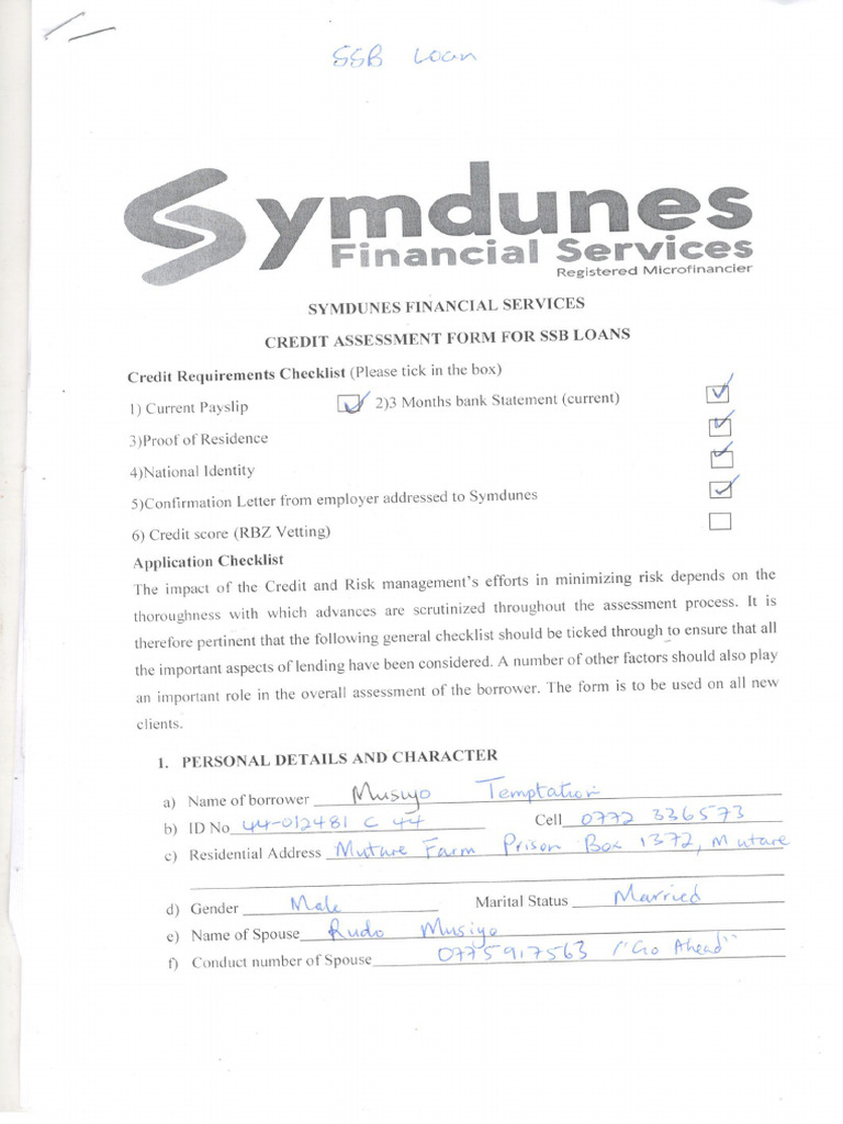 Musiyo Temptation new ssb loan assessment | PDF Musiyo Temptation new ssb loan assessment | PDF