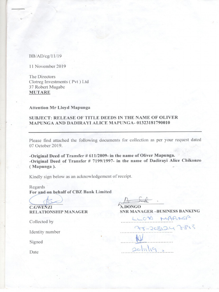 Mapunga Title Deeds | PDF