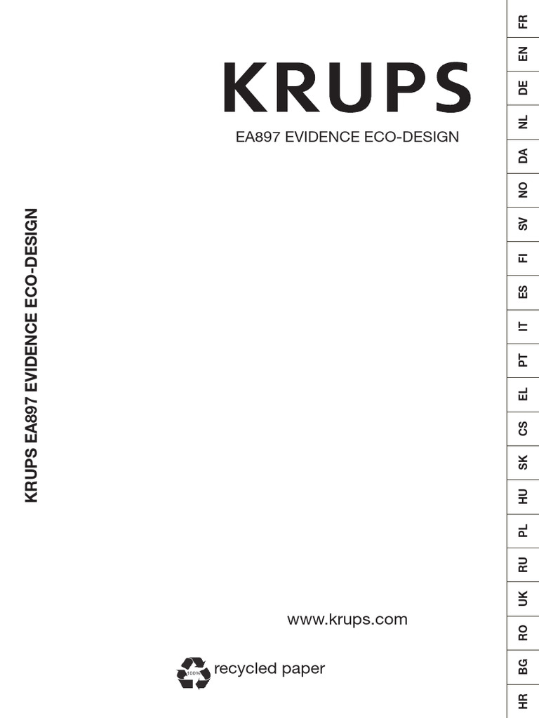 Instrukcja Obslugi KRUPS Evidence Eco Design EA897A10 | PDF