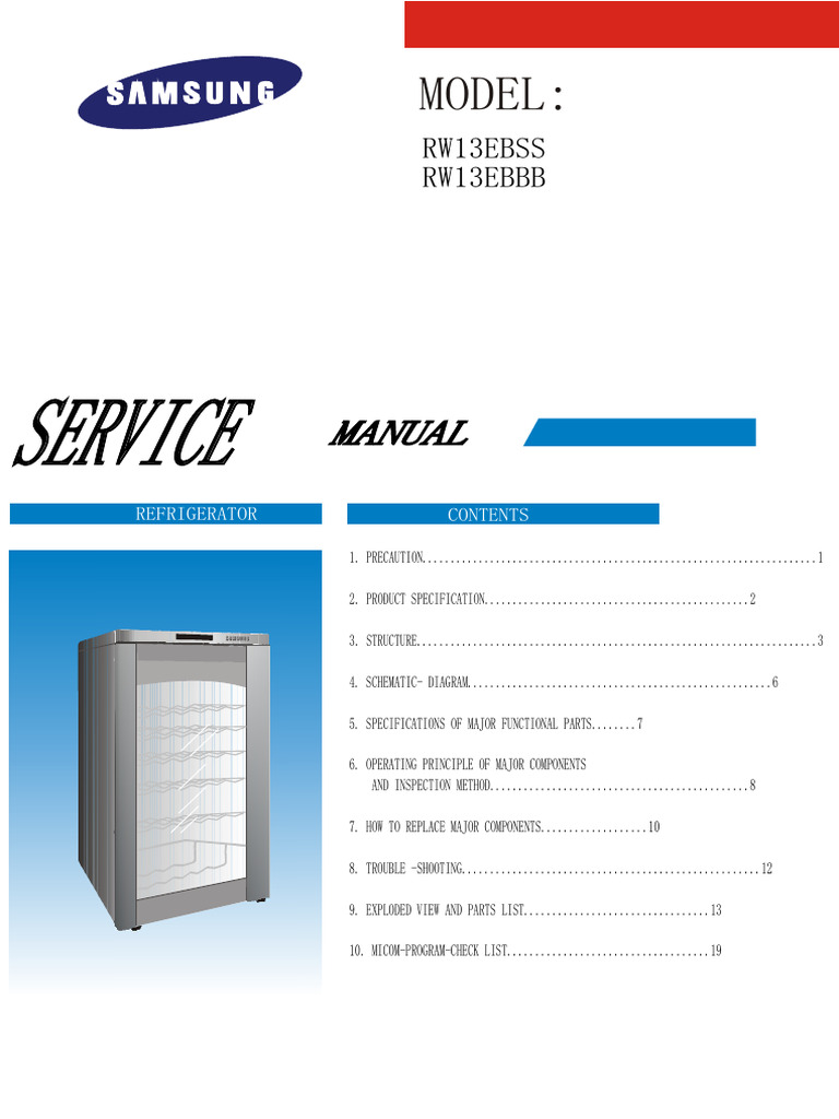 Samsung Rw13ebss Rw13ebbs Huto | PDF | Relay | Electrical Resistance ...
