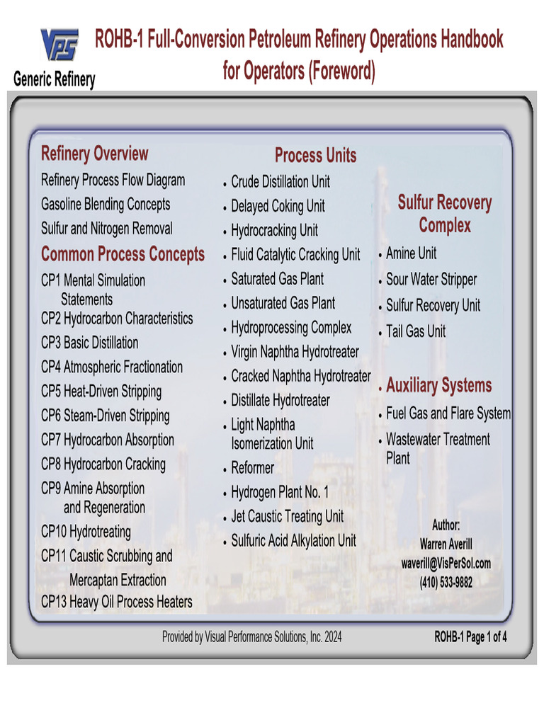ROHB-1 Refinery Operation Handbook For Operators FOREWORD | PDF | Oil ...