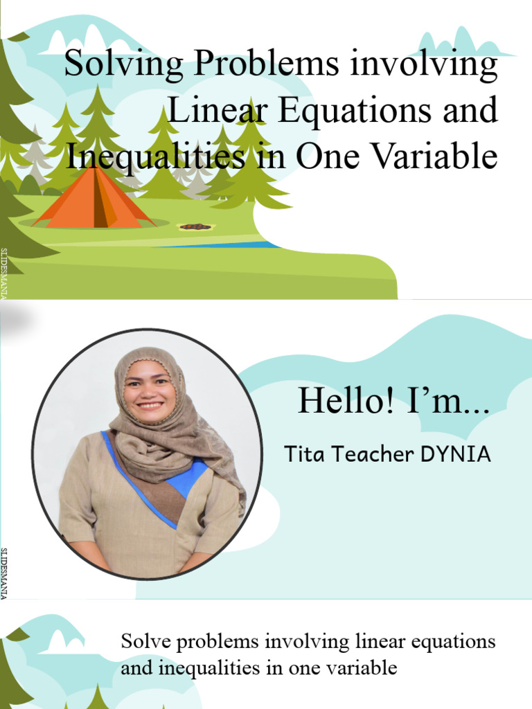 L8 Solving Problems Involving Linear Equations and Inequalities in One ...