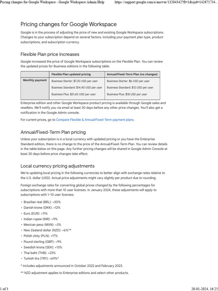 Google Workspace Pricing Update | PDF | United States Dollar | Pricing