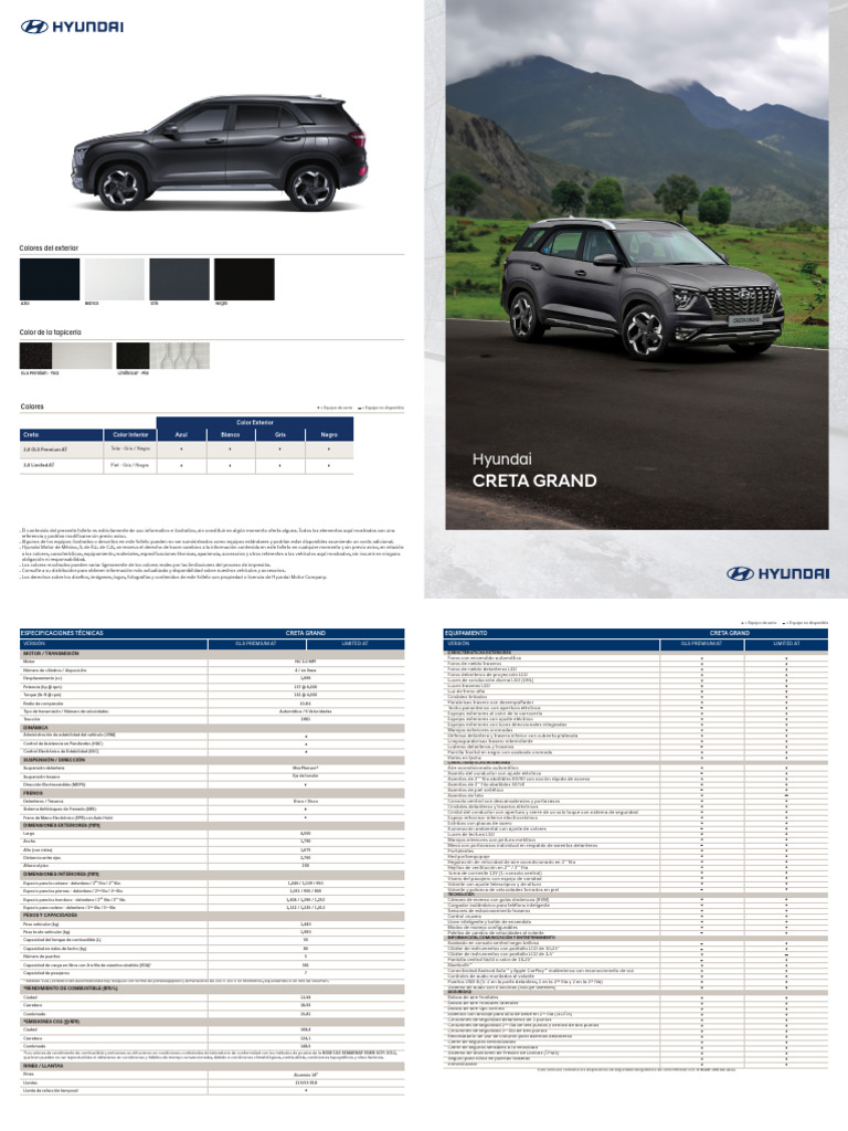 2024 - Ficha Técnica - Hyundai Creta Grand | Descargar gratis PDF | Airbag | Diodo emisor de luz
