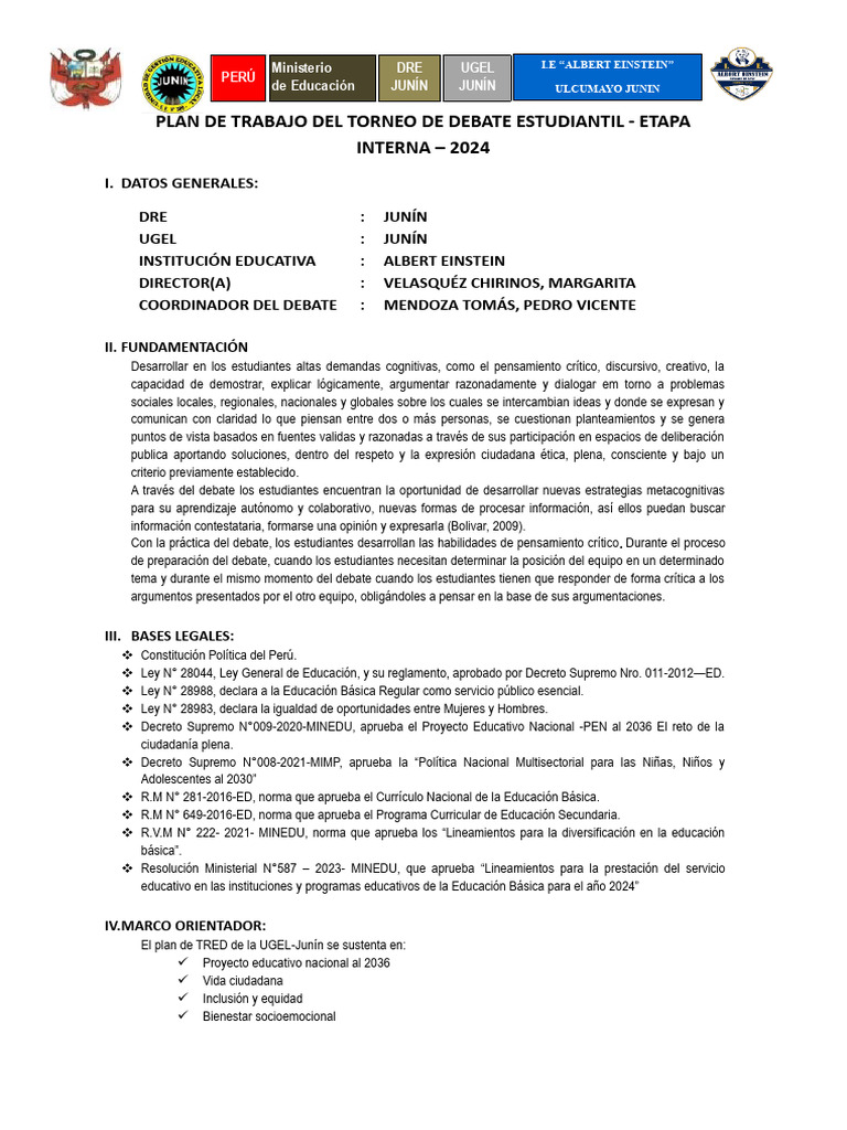 Plan de Debate Estudiantil | Descargar gratis PDF | Pensamiento ...