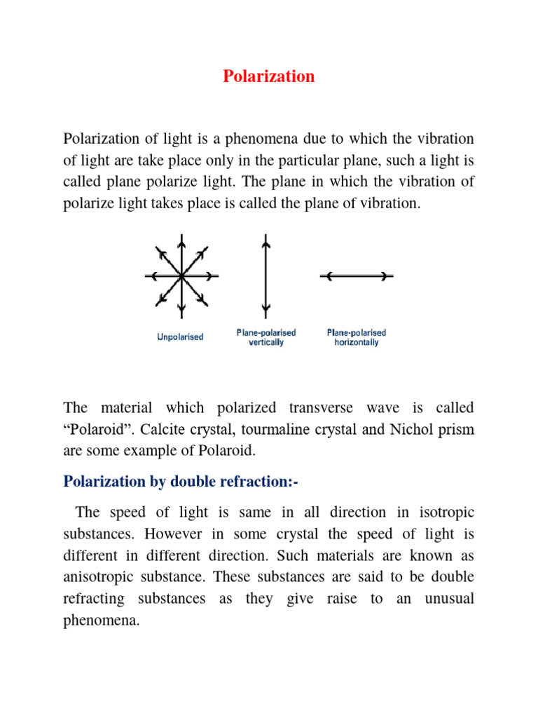 Polarization | PDF | Polarization (Waves) | Refraction