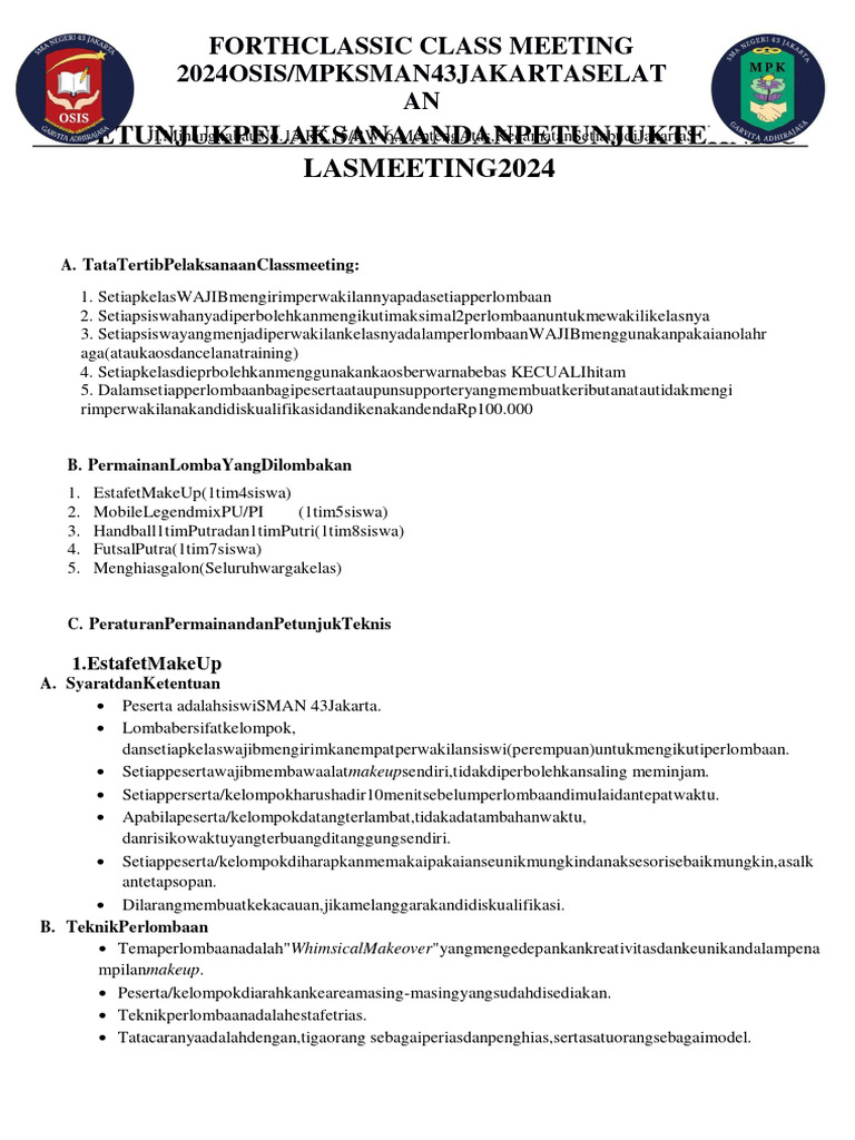 Juklanis Classmeet 2024 | PDF | Karier & Perkembangan | Komputer