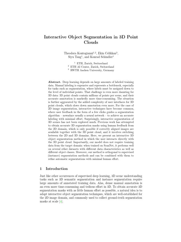 Interactive Object Segmentation in 3D Point Clouds | PDF | Image Segmentation | Deep Learning