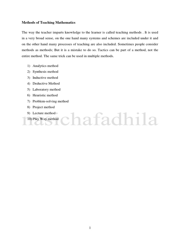 Methods of Teaching Mathematics | PDF | Mathematics | Reason