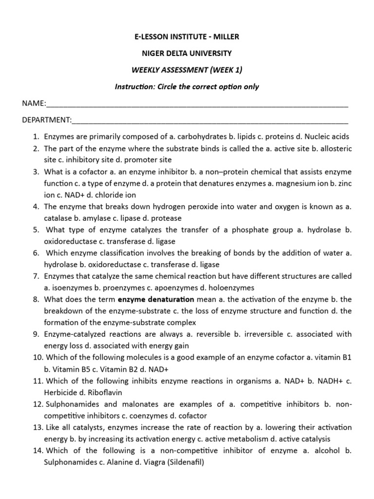 Miller Assessment - 1 | PDF | Enzyme | Enzyme Inhibitor