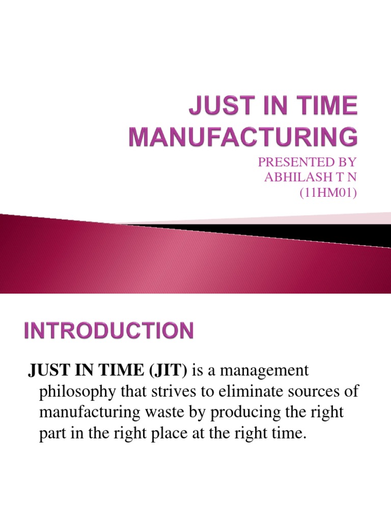 Just in Time Manufacturing | PDF