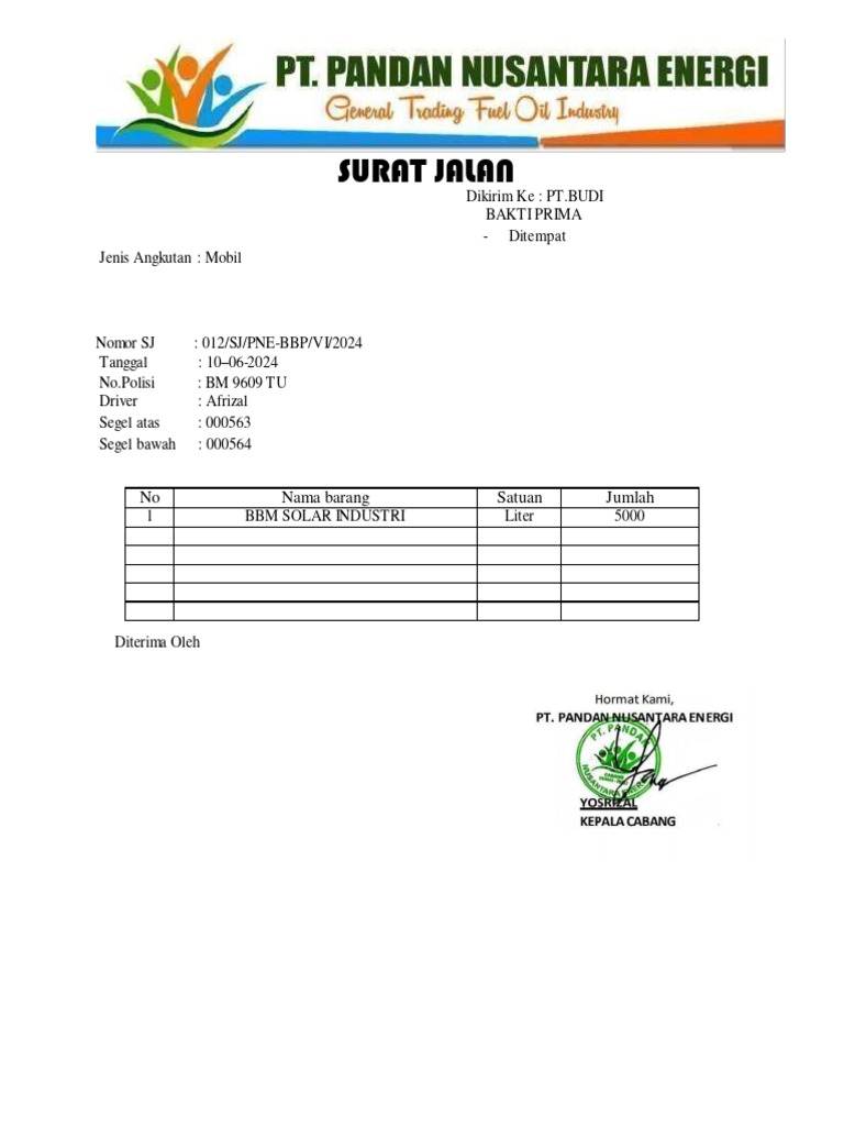 Surat Jalan dan Invoice BBM Solar | PDF