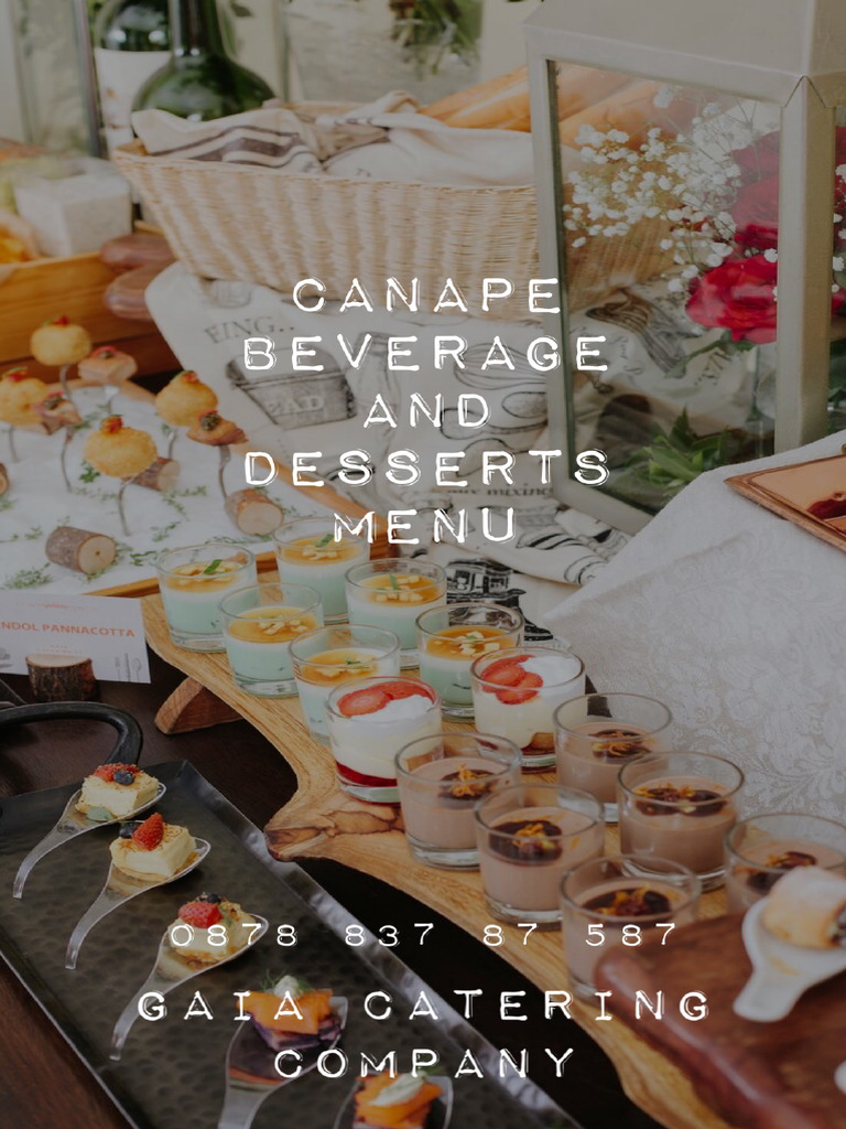 Canapes, Beverage & Desserts - Gaia Catering Company | PDF