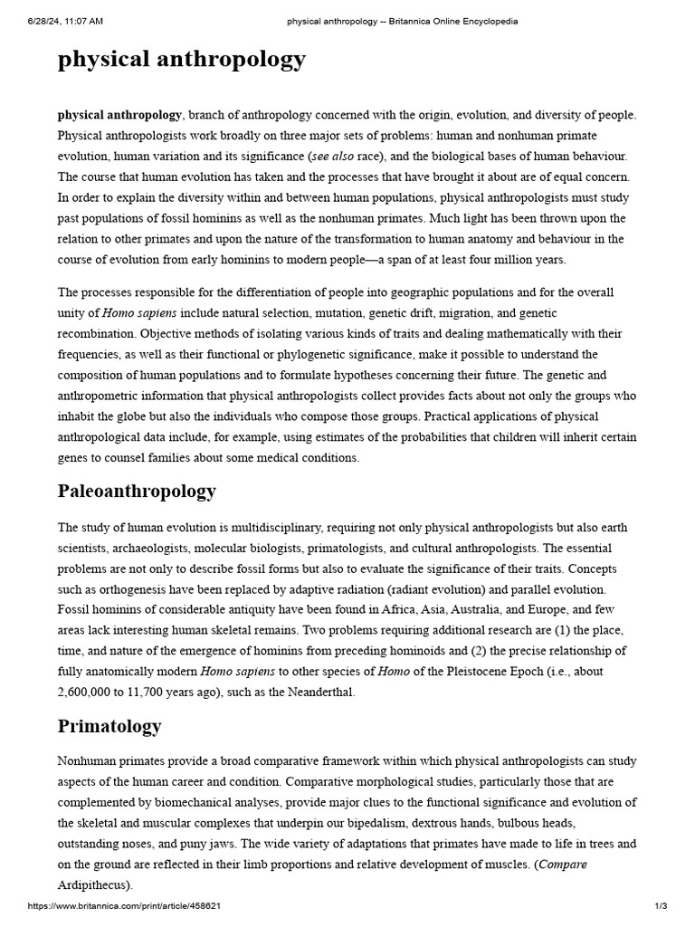 Physical Anthropology - Britannica Online Encyclopedia | PDF ...
