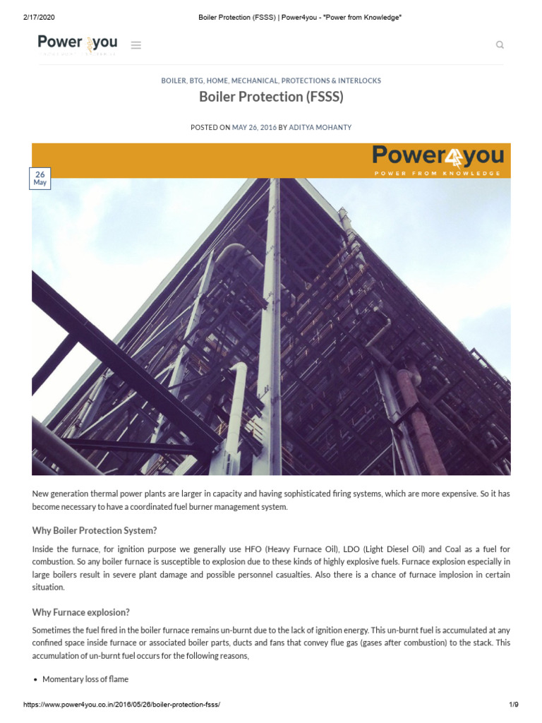 Boiler Protection (FSSS) - Power4you - Power From Knowledge | PDF ...