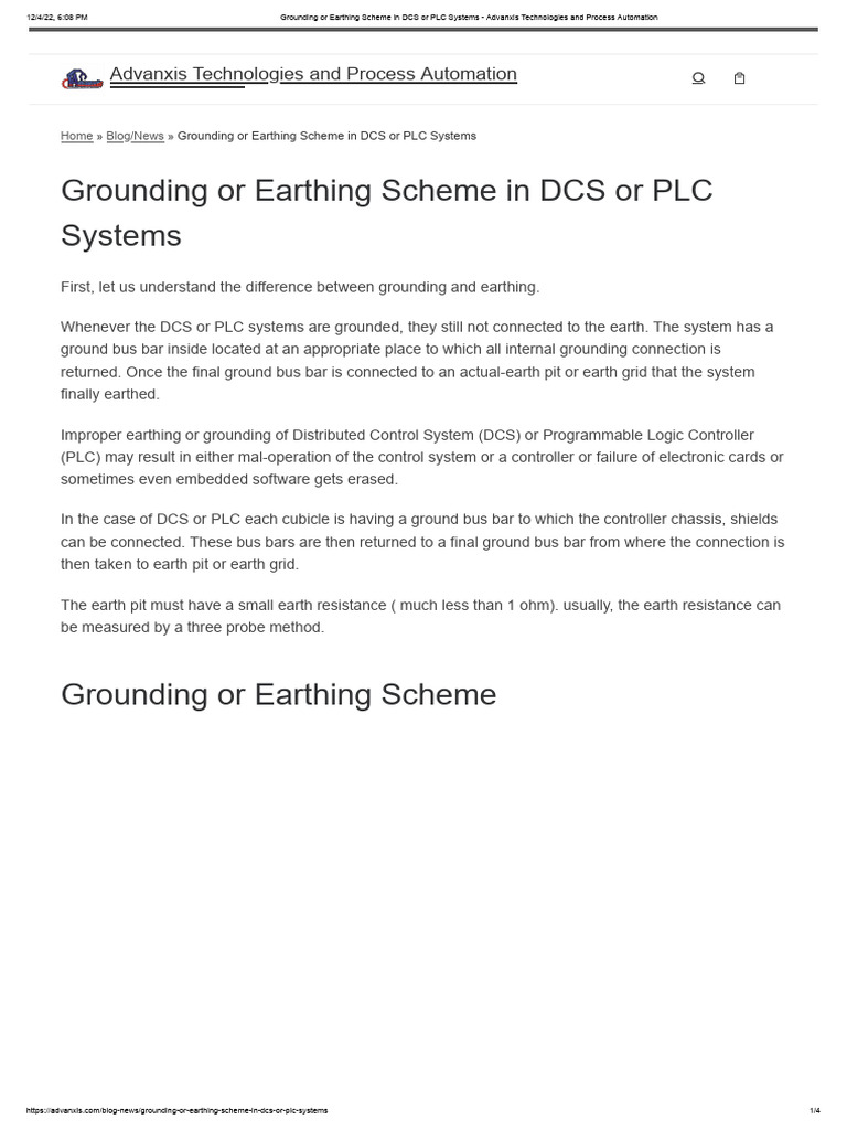 Grounding or Earthing Scheme in DCS or PLC Systems | PDF | Programmable ...