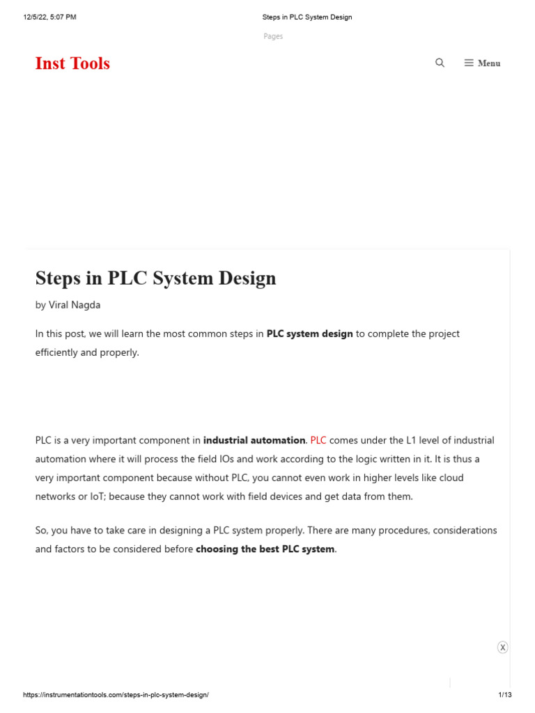 1. Steps in PLC System Design | PDF | Programmable Logic Controller | Power Supply