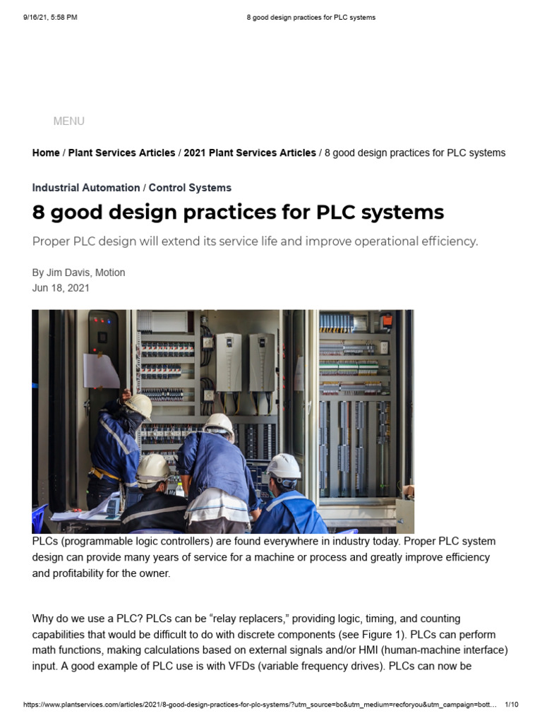8 Good Design Practices For PLC Systems-1 | PDF | Programmable Logic ...