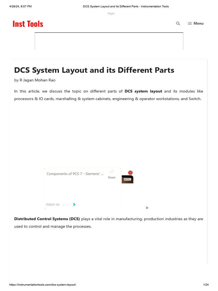 DCS System Layout and Its Different Parts - Instrumentation Tools | PDF | Input/Output ...