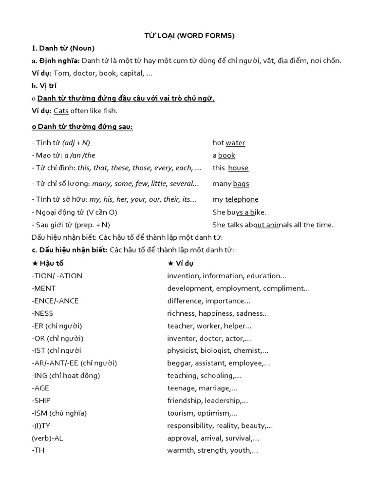 Bài 4 T Lo I (Word Forms) Print | PDF