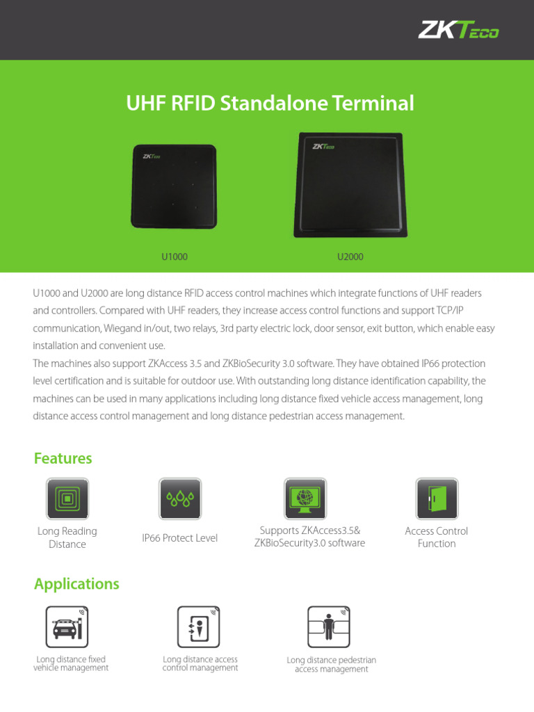 Uhf Rfid Standalone Terminal | PDF | Access Control | Radio Frequency ...