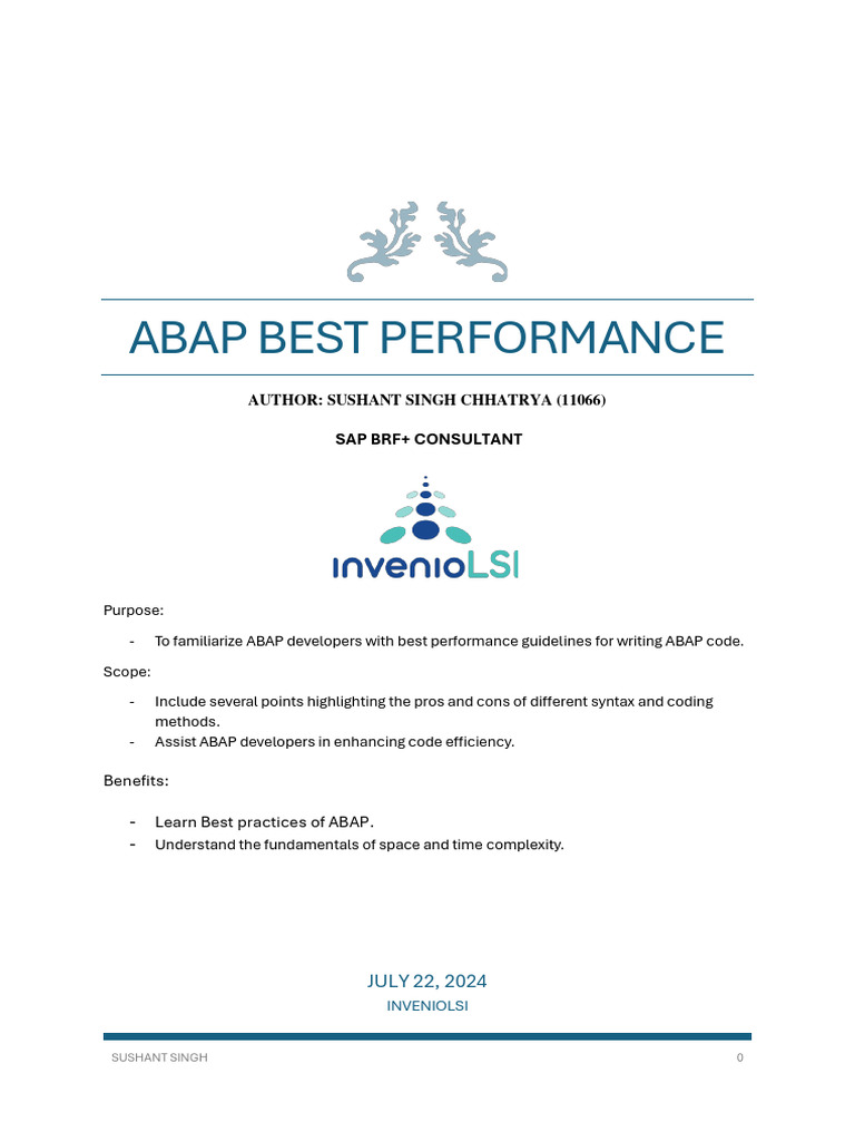 ABAP Best Performance Guidelines | PDF | Control Flow | Theoretical Computer Science