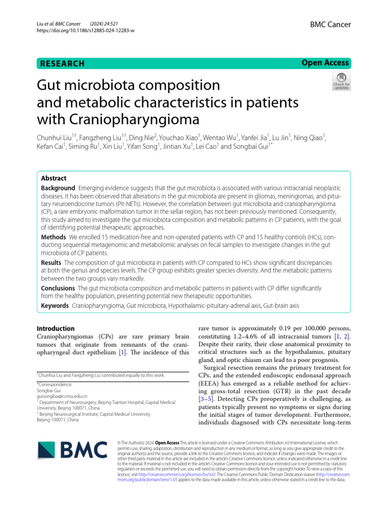 Gut Microbiota Composition and Metabolic Characteristics in Patients ...