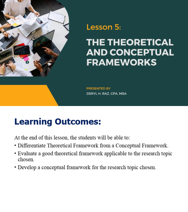 Lesson 5 - The Theoretical and Conceptual Frameworks | PDF | Career ...