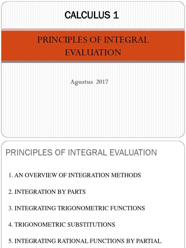 Calculus 1: Integral Evaluation Guide | PDF | Trigonometric Functions ...
