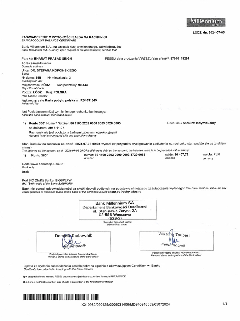 updated bank statement sponsor | PDF