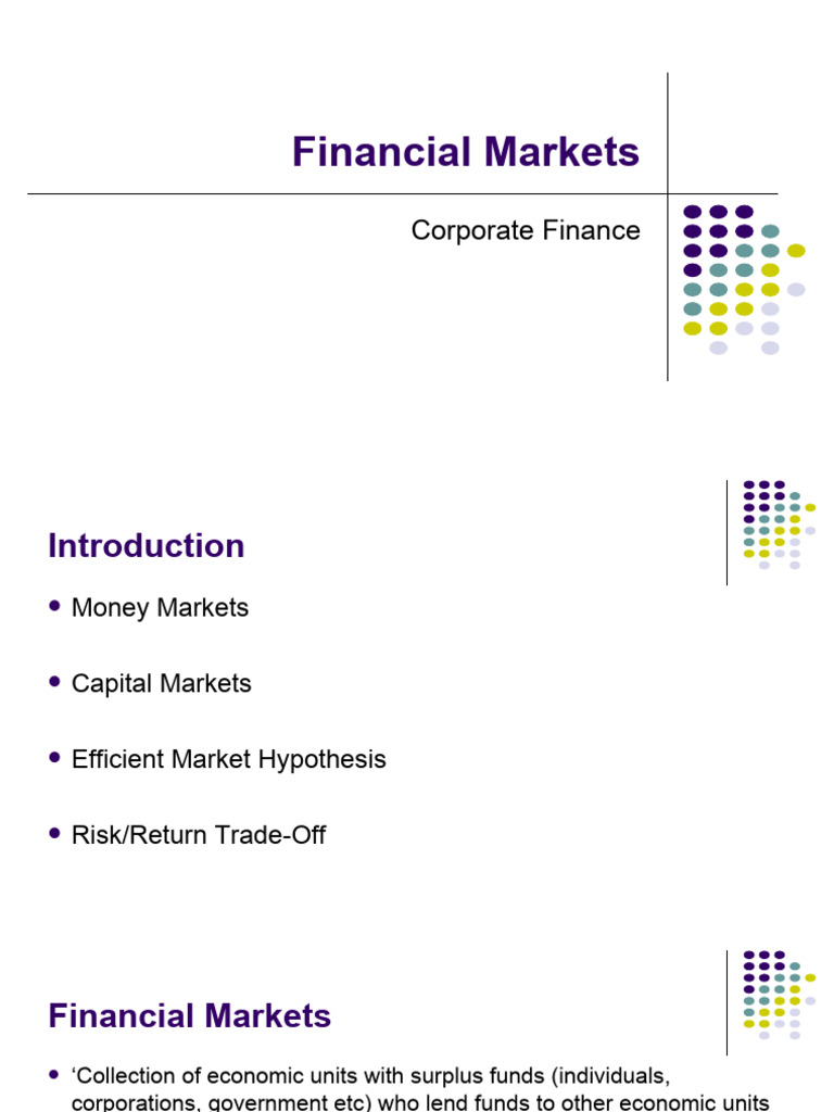 L6 - Financial Markets | PDF | Financial Markets | Efficient Market ...