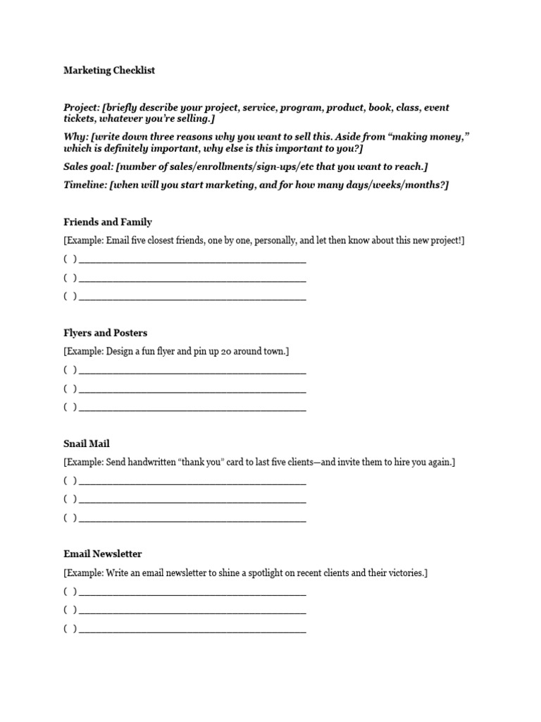 Marketing Checklist | PDF