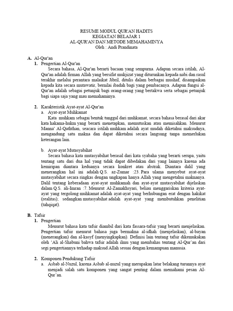 Resume Modul QH KB 1-4 | PDF