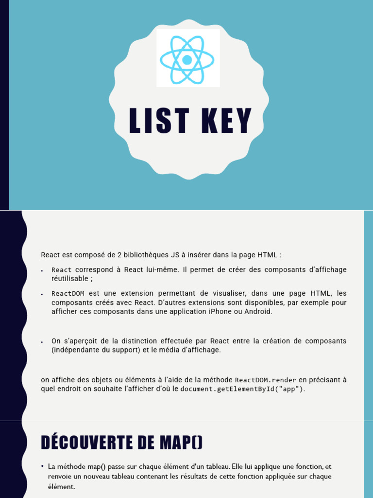 Clés et composants dans React | PDF | Html | Informatique