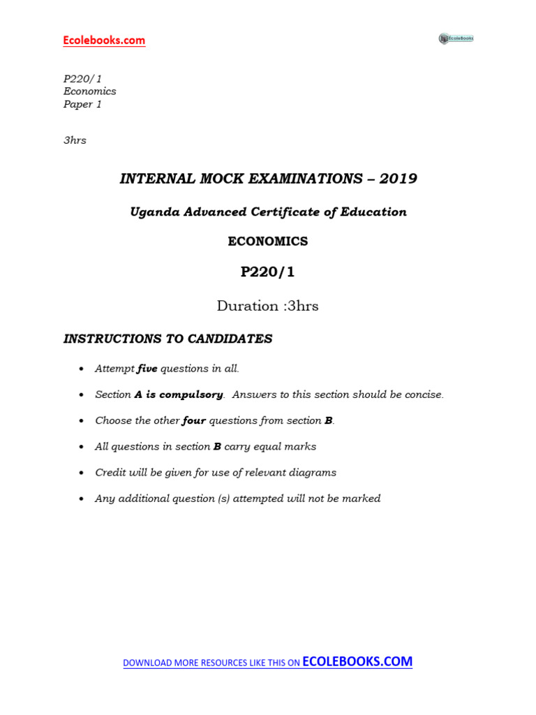 s6 Economics p1 1 Revision Past Papers | PDF | Economics | Labour Economics