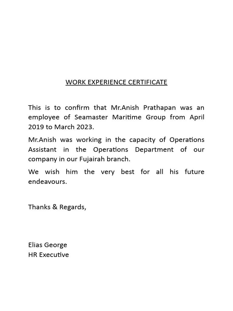 SM-Work Ex Letter | PDF
