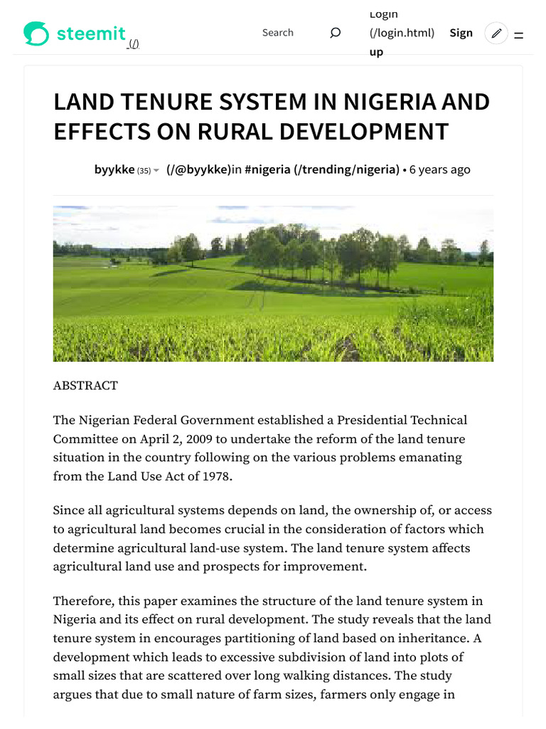 LAND TENURE SYSTEM IN NIGERIA AND EFFECTS ON RURAL DEVELOPMENT ...