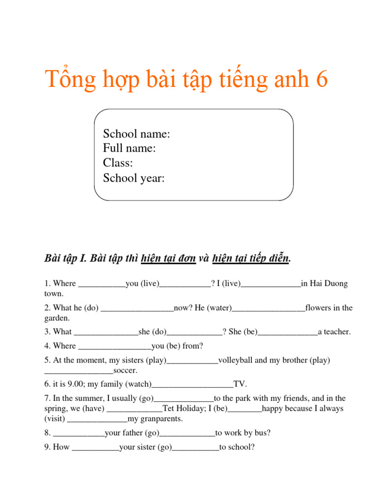 Dang Bai Tap Tieng Anh 6 | PDF | Language Arts & Discipline | Teaching ...