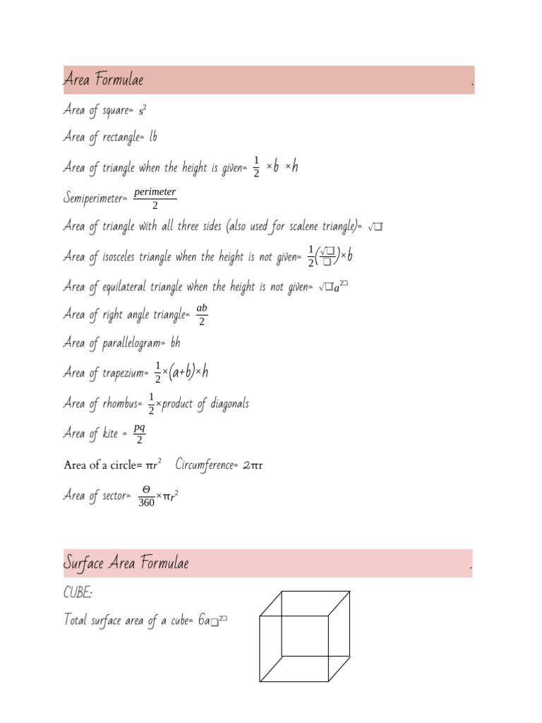 Formulae Igcse 10th | PDF | Area | Slope