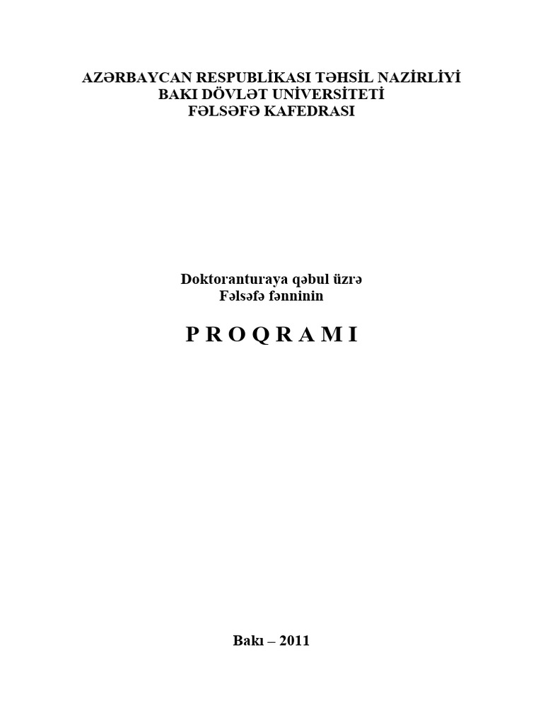 Felsefe Proqram (Azerb) | PDF