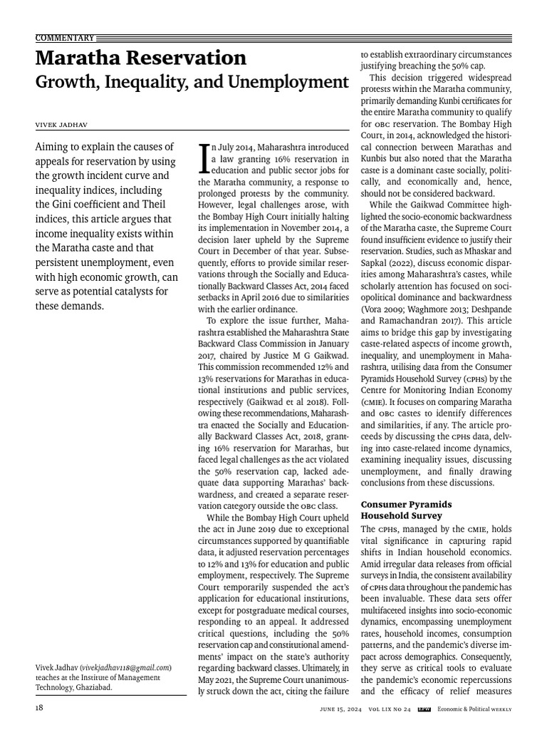 Maratha Reservation | PDF | Economic Inequality | Discrimination & Race ...