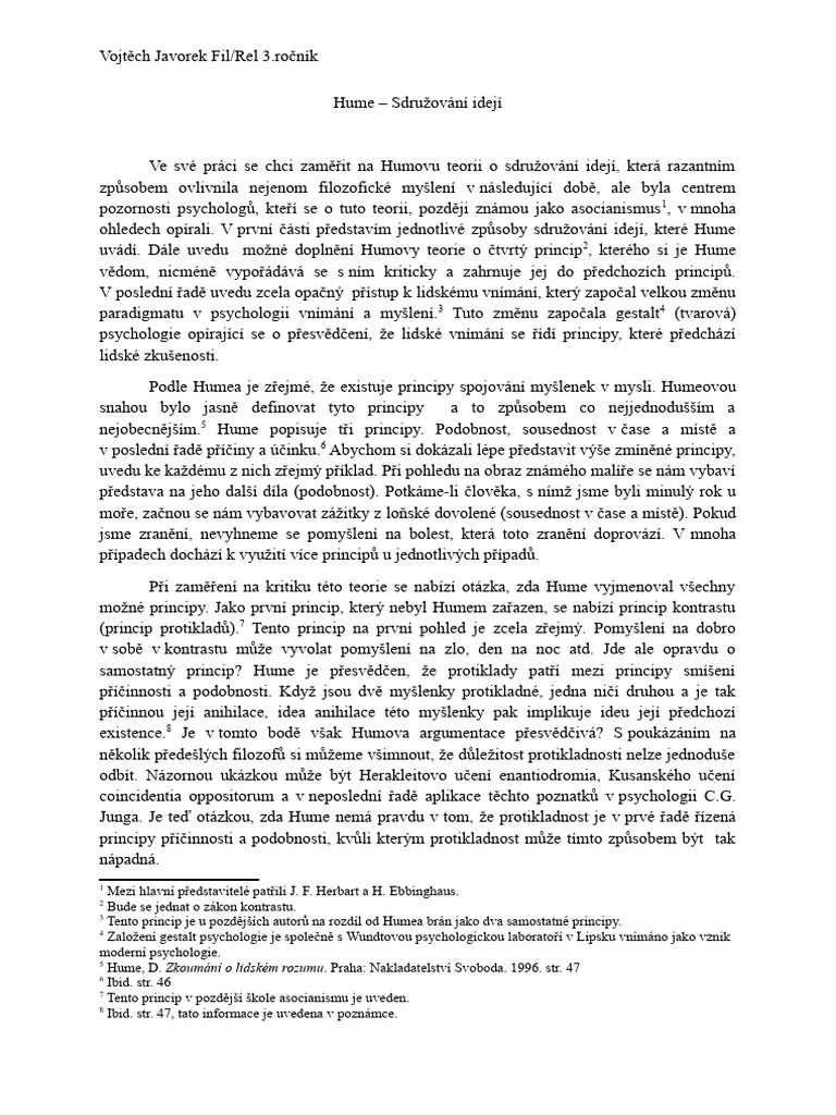 Sdružování Idejí Hume - Vojtěch Javorek | PDF