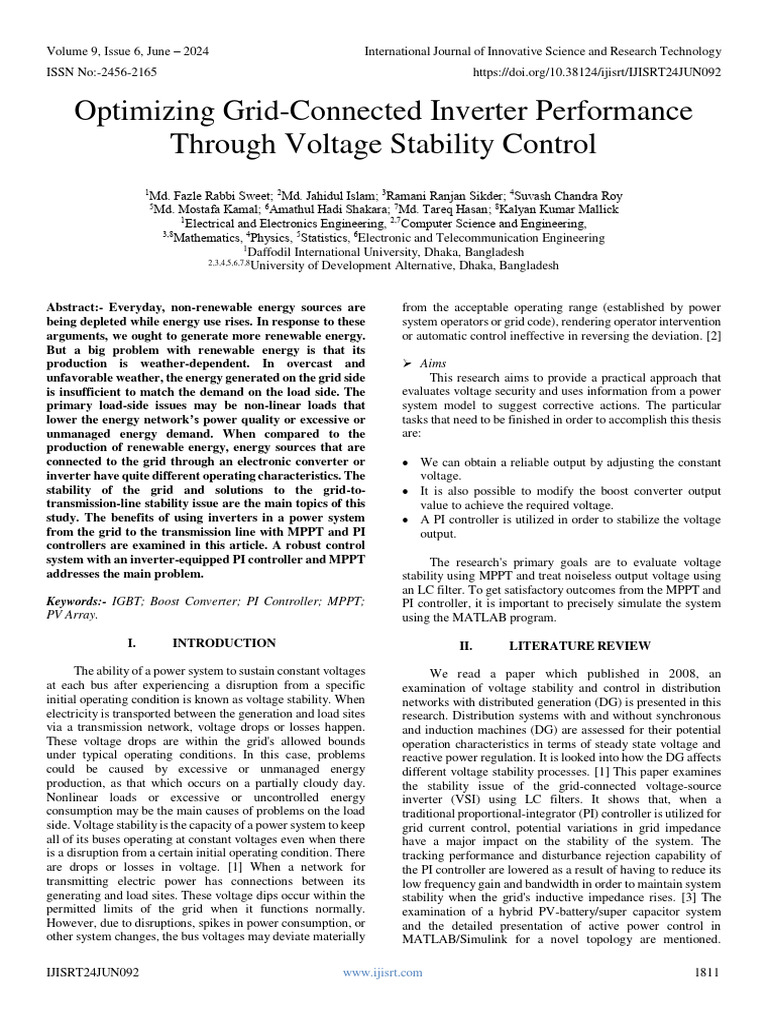 Optimizing Grid-Connected Inverter Performance Through Voltage Stability Control | PDF | Power ...