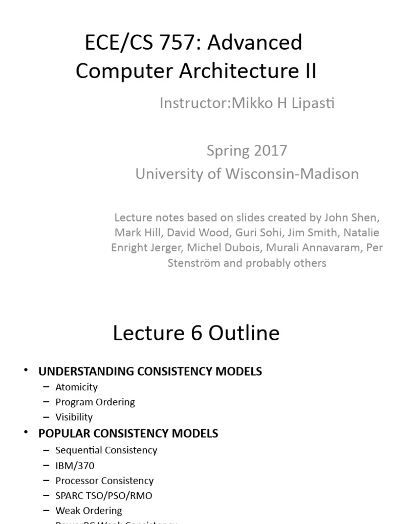 Lect06 Consistency Models | PDF | Central Processing Unit | Computer Science