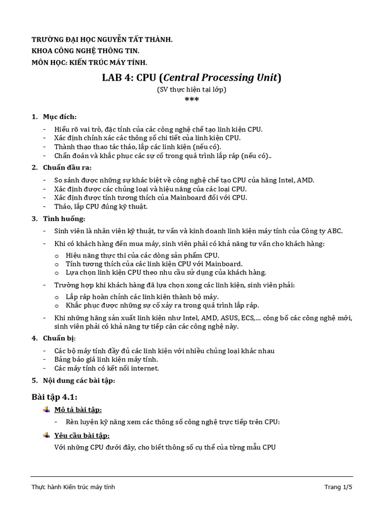 Lab 4 - CPU | PDF
