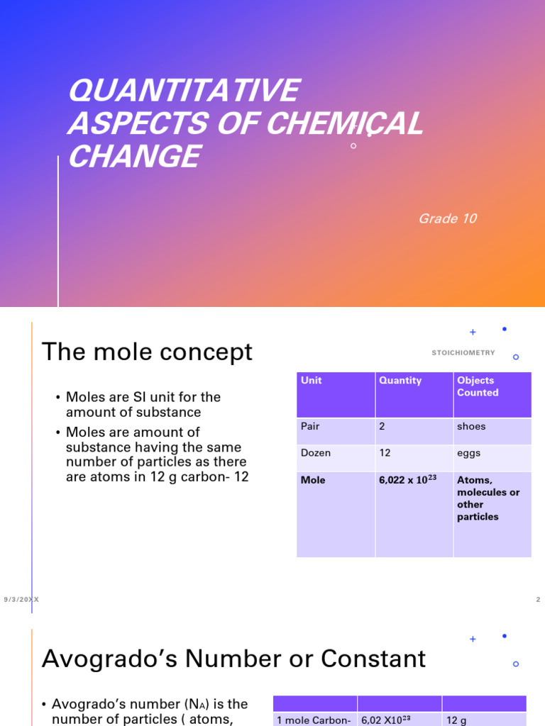 Quantitative aspects of chemical change-1 | PDF | Mole (Unit) | Scientific Phenomena