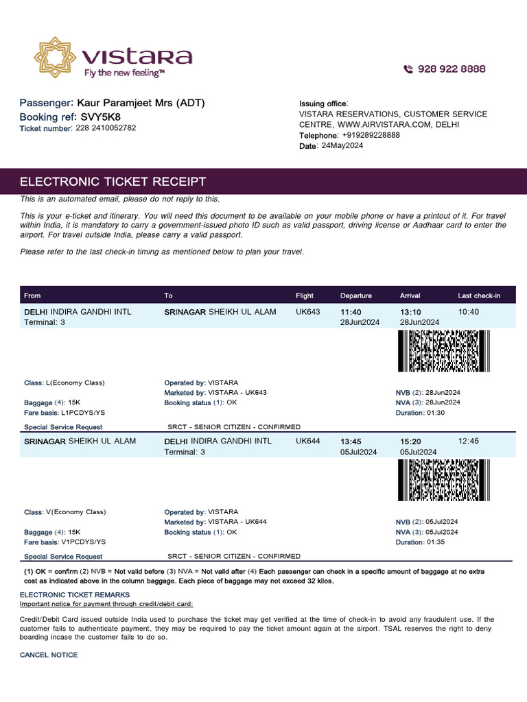 Your Electronic Ticket-EMD Receipt | PDF | Credit Card
