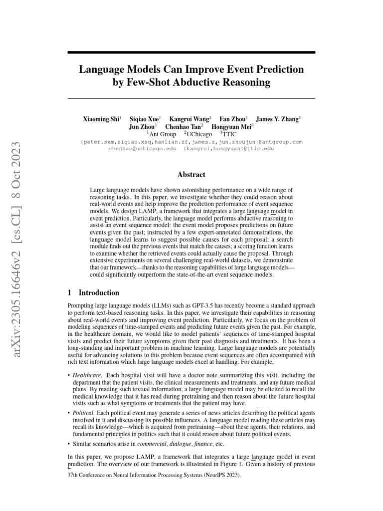 Language Models Can Improve Event Prediction by Few-Shot Abductive Reasoning | PDF | Prediction ...