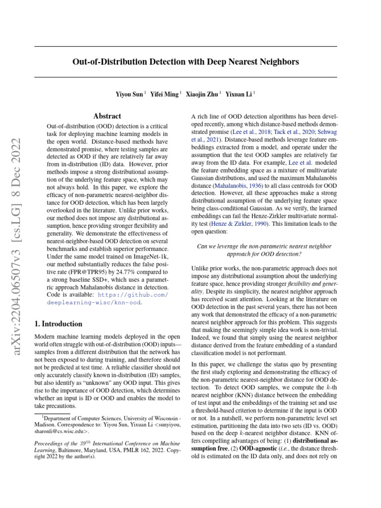 Out-of-Distribution Detection With Deep Nearest Neighbors: Lee Et Al. 2018 Tack Et Al. 2020 ...
